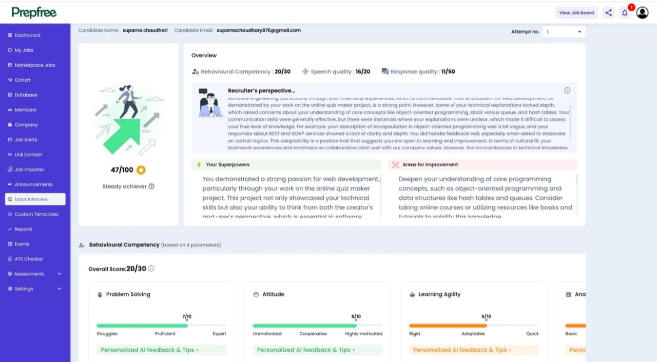 PrepFree - AI-Powered Assessment & Job Readiness Platform for Students